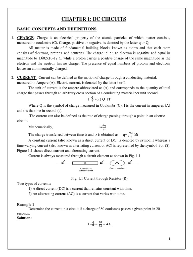 1 DC Circuits + Assignment | PDF | Capacitor | Electrical Network