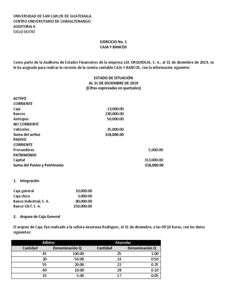01 Ejercicio Bancos Las Orquideas | PDF | Bancos | Contabilidad 01 Ejercicio Bancos Las Orquideas | PDF | Bancos | Contabilidad
