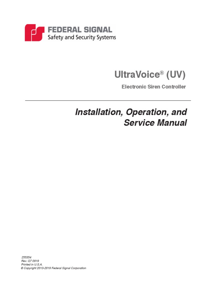 Ultravoice (Uv) : Installation, Operation, and Service Manual | PDF ...