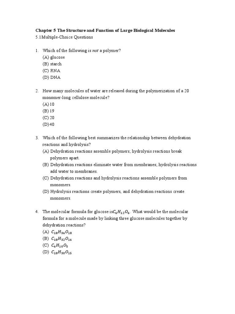Chapter 5 Test Bank | PDF | Nucleotides | Directionality (Molecular ...