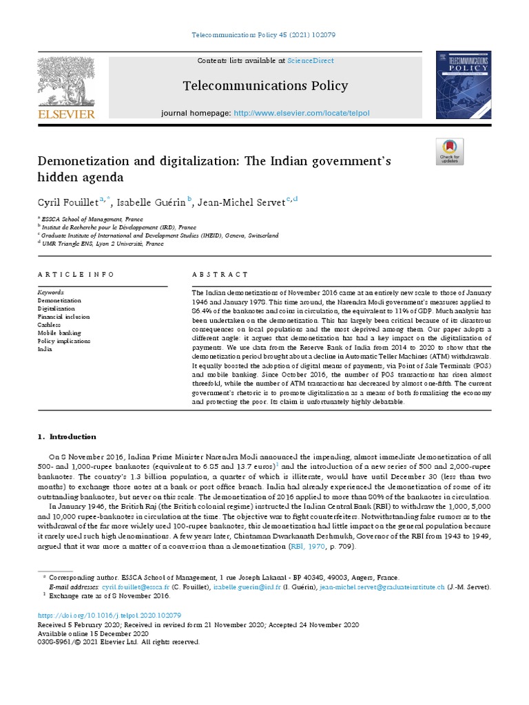 Demonetization and Digitalization - The Indian Government's Hidden ...