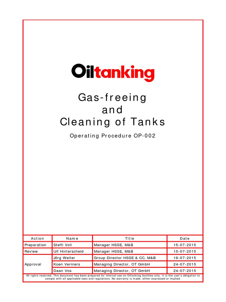 C.02 - Gas-Freeing and Cleaning of Tanks | PDF | Personal Protective ...