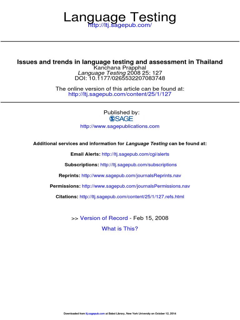 Issues and Trends in Language Testing and Assessment in Thailand | PDF ...