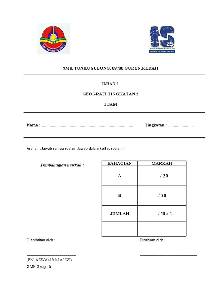 Ujian 1 Geo F2 | PDF