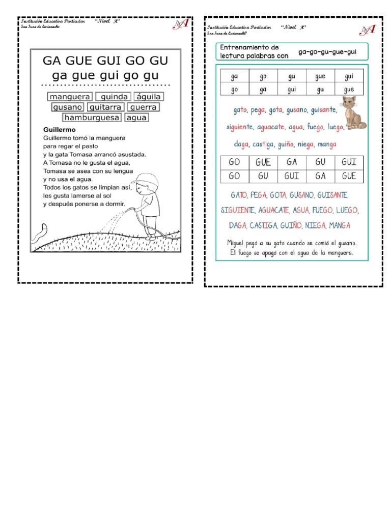 Lectura Ga-Gue - Gui - Go - Gu | PDF
