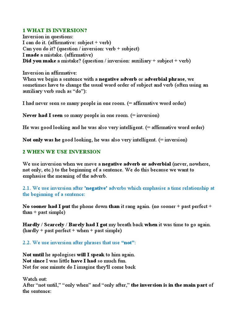 A Comprehensive Guide to Inversion: When and Why it is Used in English ...
