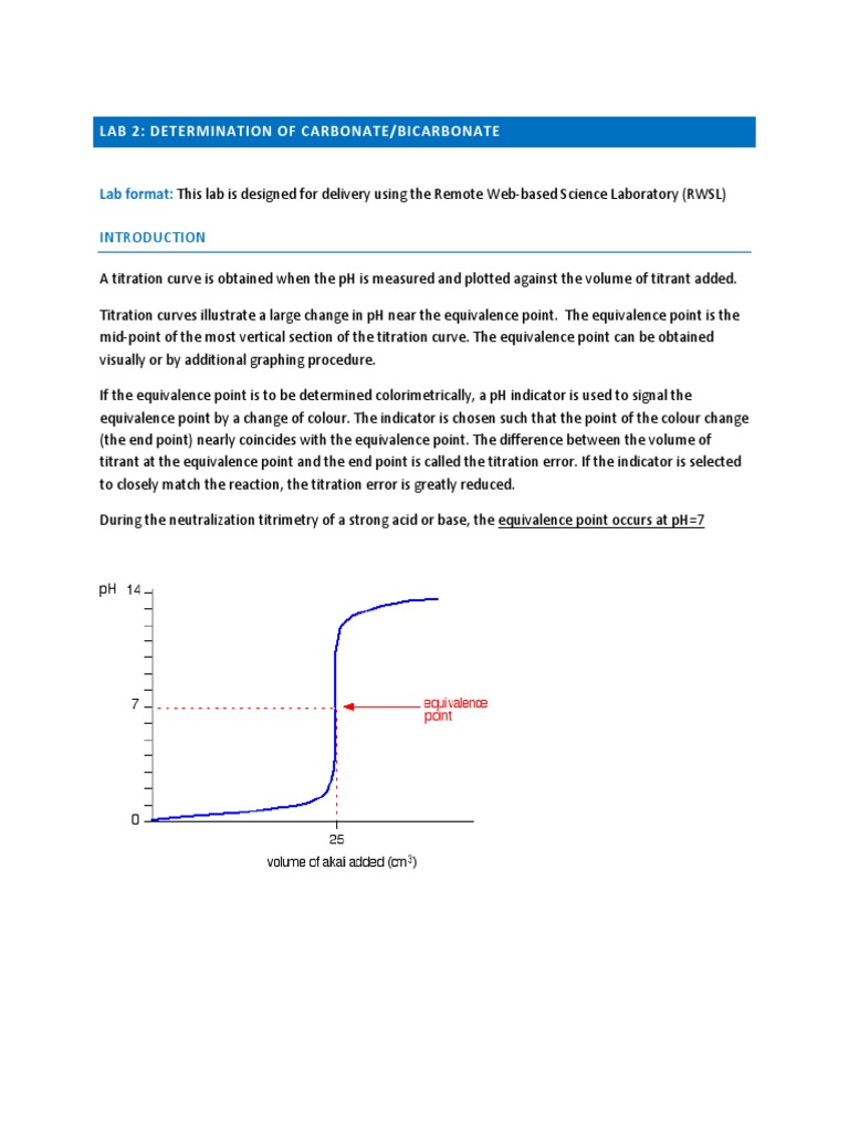 Carbonate/Bicarbonate Titration Lab | PDF | Chemistry | Titration