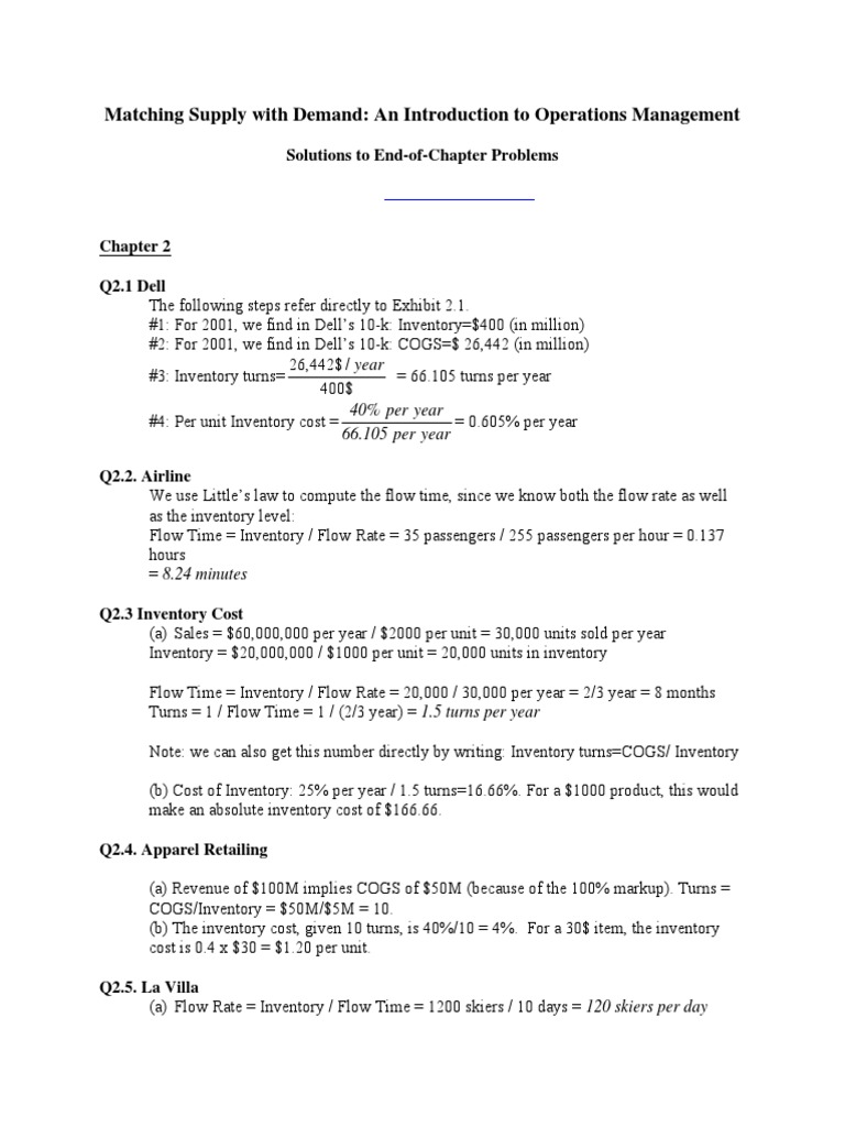 Matching Supply With Demand: An Introduction To Operations Management | PDF | Inventory | Odds
