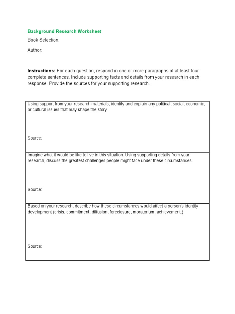 Background Research Worksheet Guide | PDF | Social Science | Philosophy