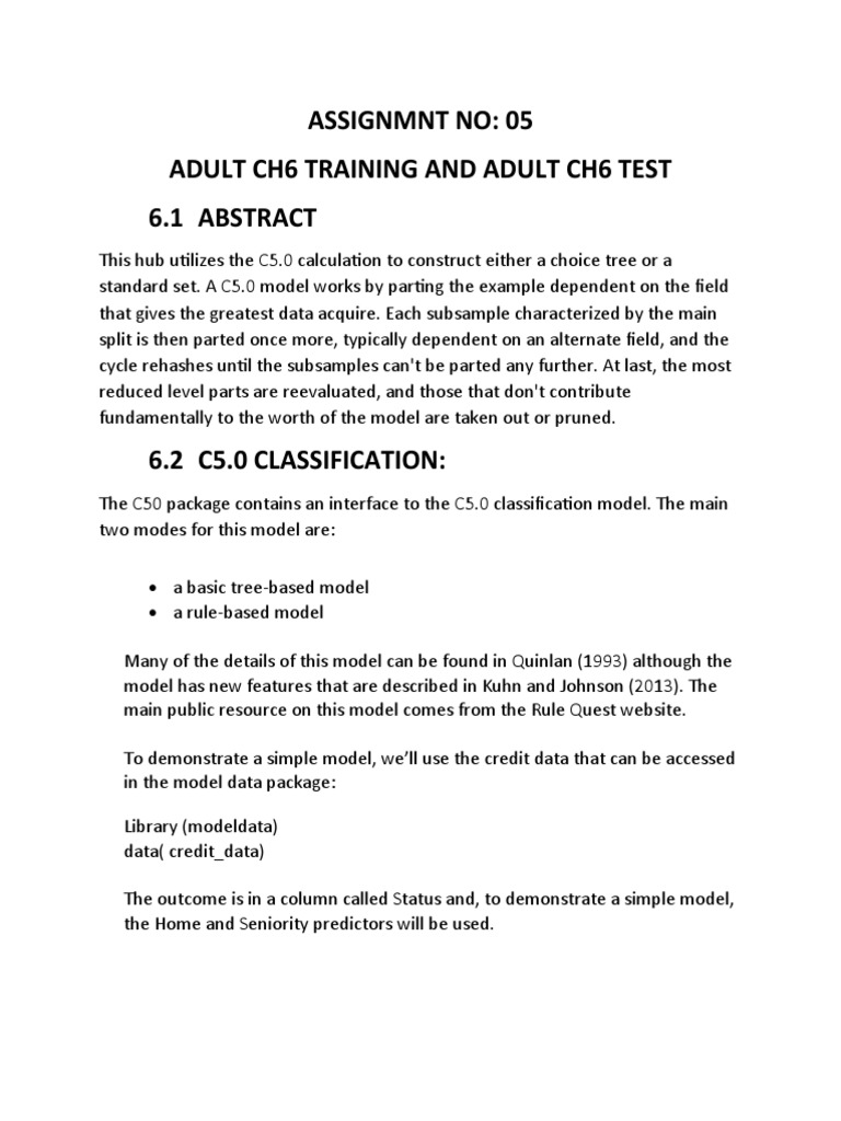 C5.0 Model for Credit Data Classification | PDF | Machine Learning ...