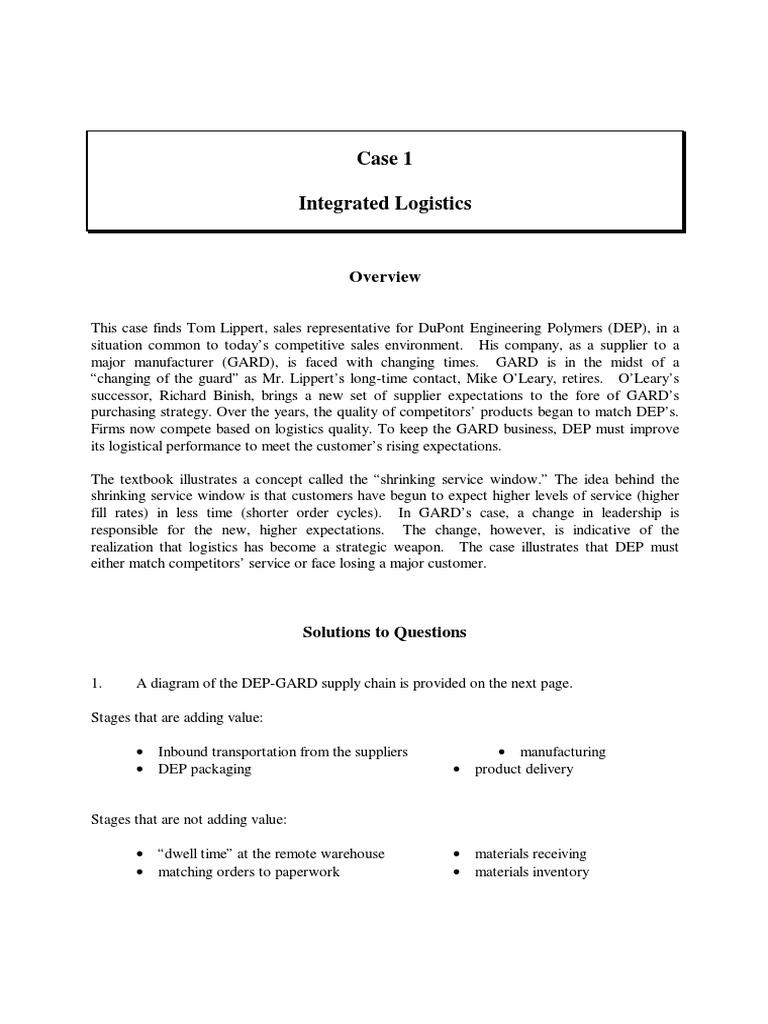 Case 1 - Integrated Logistics | PDF | Logistics | Supply Chain
