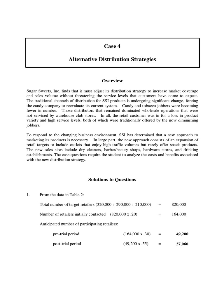 Case 4 - Alternative Distribution Strategies | Download Free PDF ...