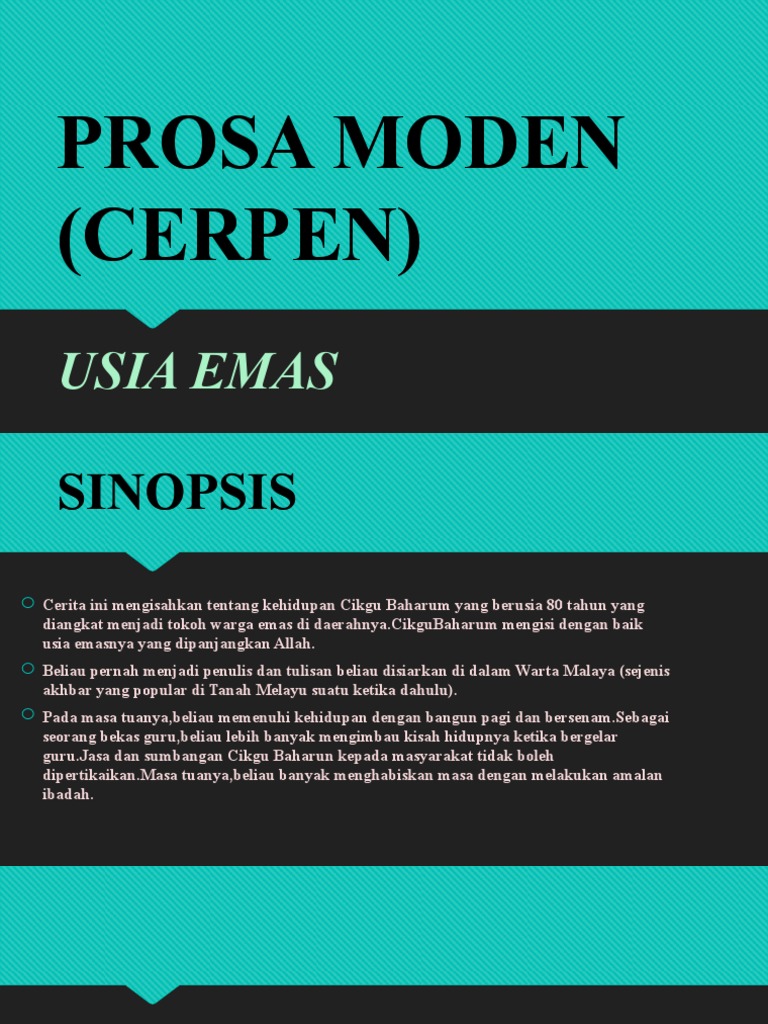 Prosa Moden (Cerpen) Prosa Moden (Cerpen) : Usia Emas | PDF
