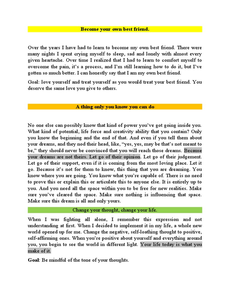 Loving Y O U R S E L F Welcome Home | PDF