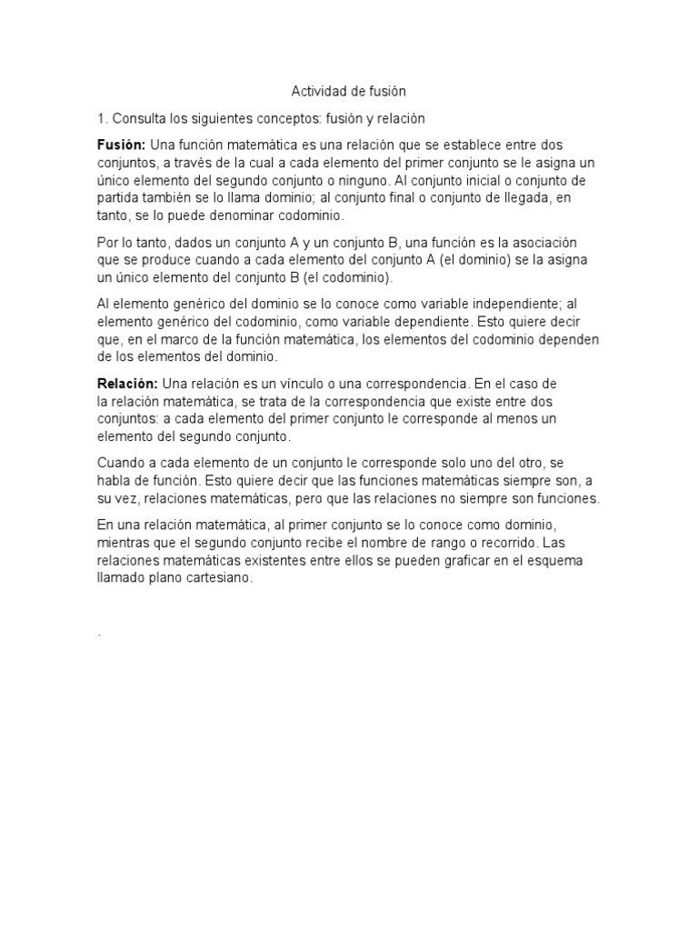 Conceptos fundamentales de fusión y relación | PDF