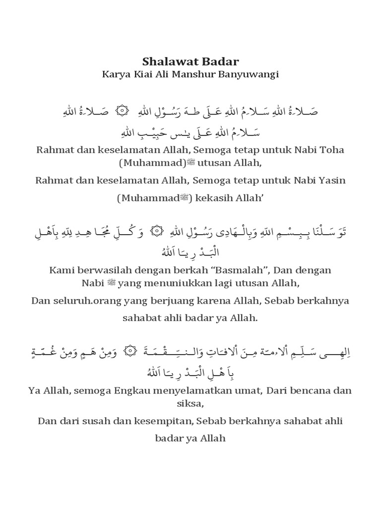 Teks Sholawat Badar | PDF