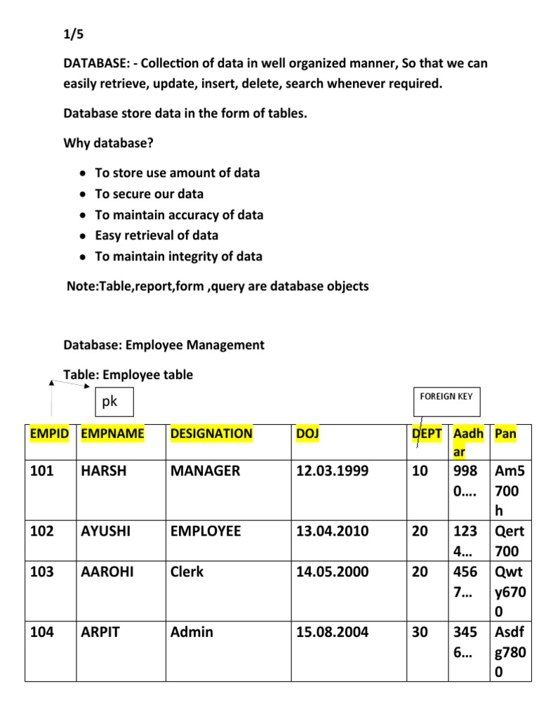 Class XII Database | PDF | Relational Database | Sql