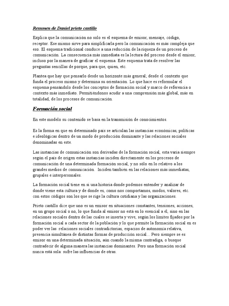 Resumen de Daniel Prieto Castillo | PDF | Comunicación | Percepción