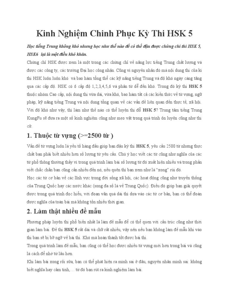 Bí Kíp Chinh PH C HSK 5 | PDF