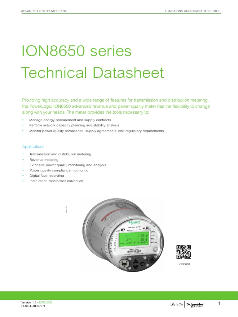 ION8650 Series Technical Datasheet: Applications | PDF | Ac Power ...