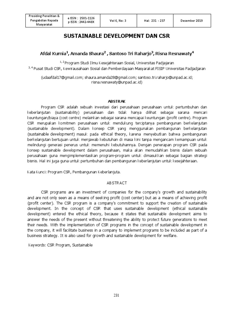 Sustainable Development Dan CSR | PDF | Karier & Perkembangan | Bisnis