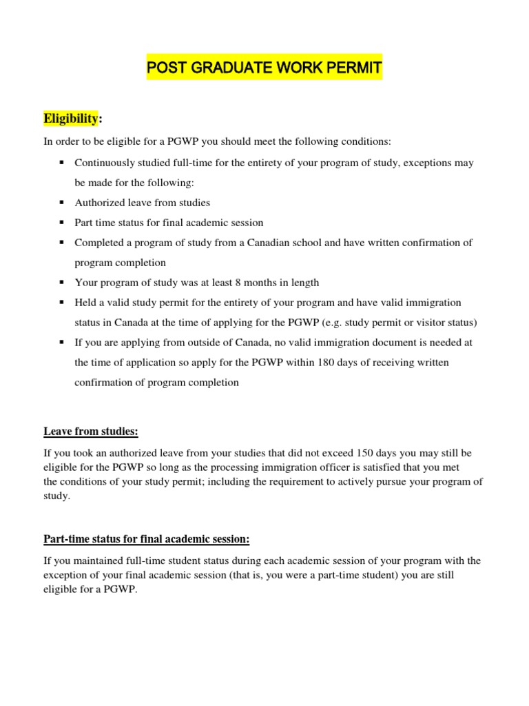 Post Graduate Work Permit | PDF | Academic Degree | Postgraduate Education
