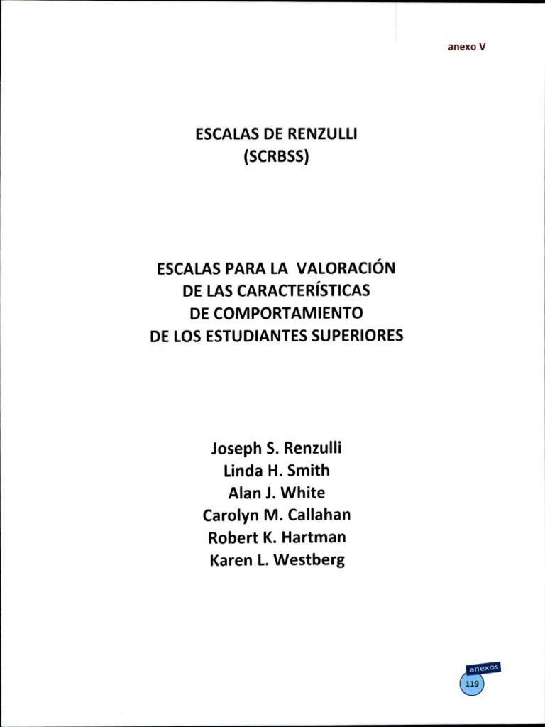 Escalas de Renzulli | Descargar gratis PDF | Evaluación ...