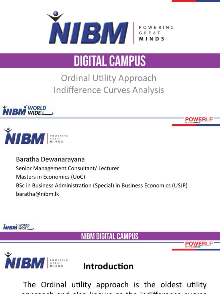 Ordinal Utility Approach Indifference Curves Analysis Pdf Utility Economics