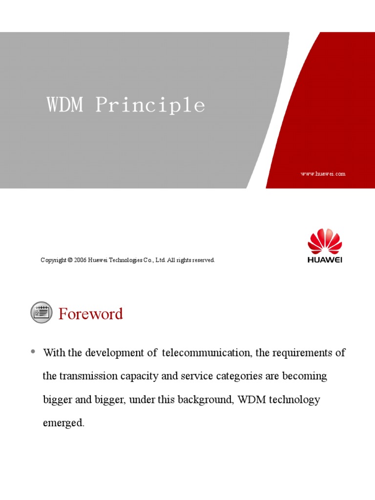 W1 WDM - Principle | PDF | Wavelength Division Multiplexing | Optical Fiber
