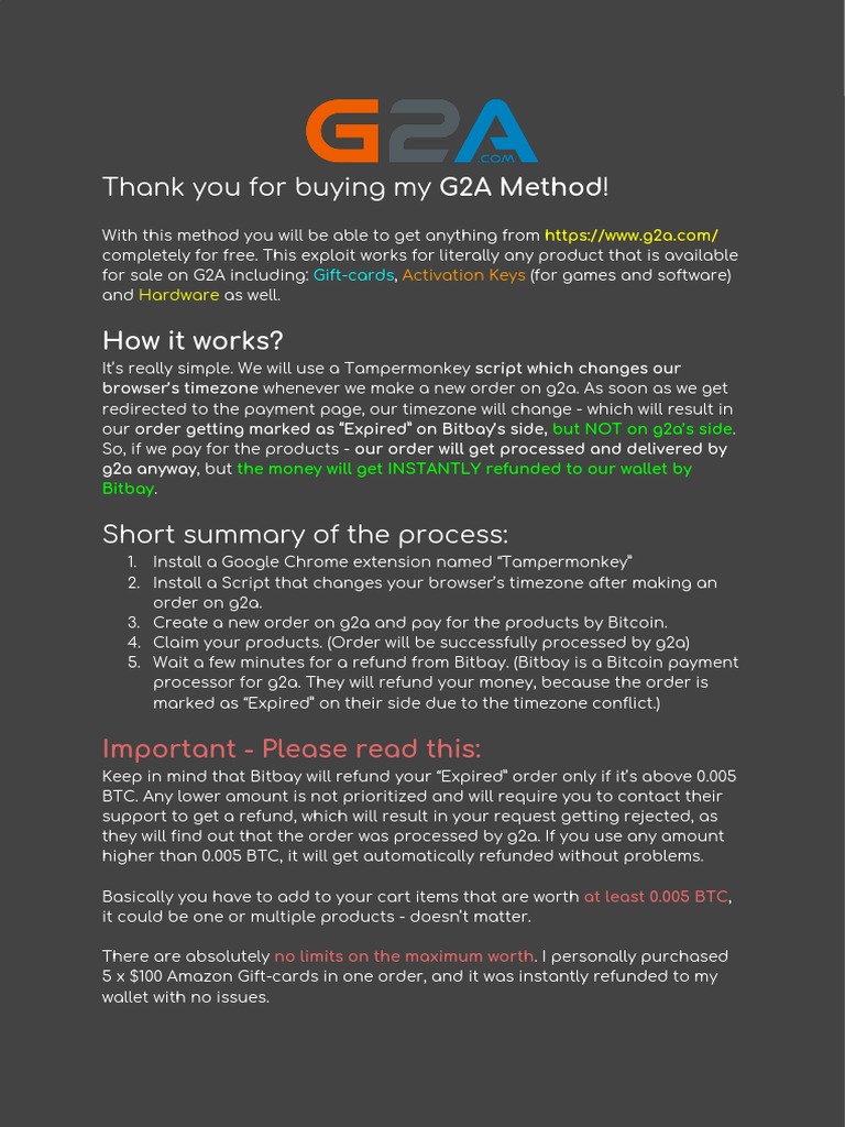 The G2A Method: An Instruction Guide for Exploiting a Bitcoin Refund ...
