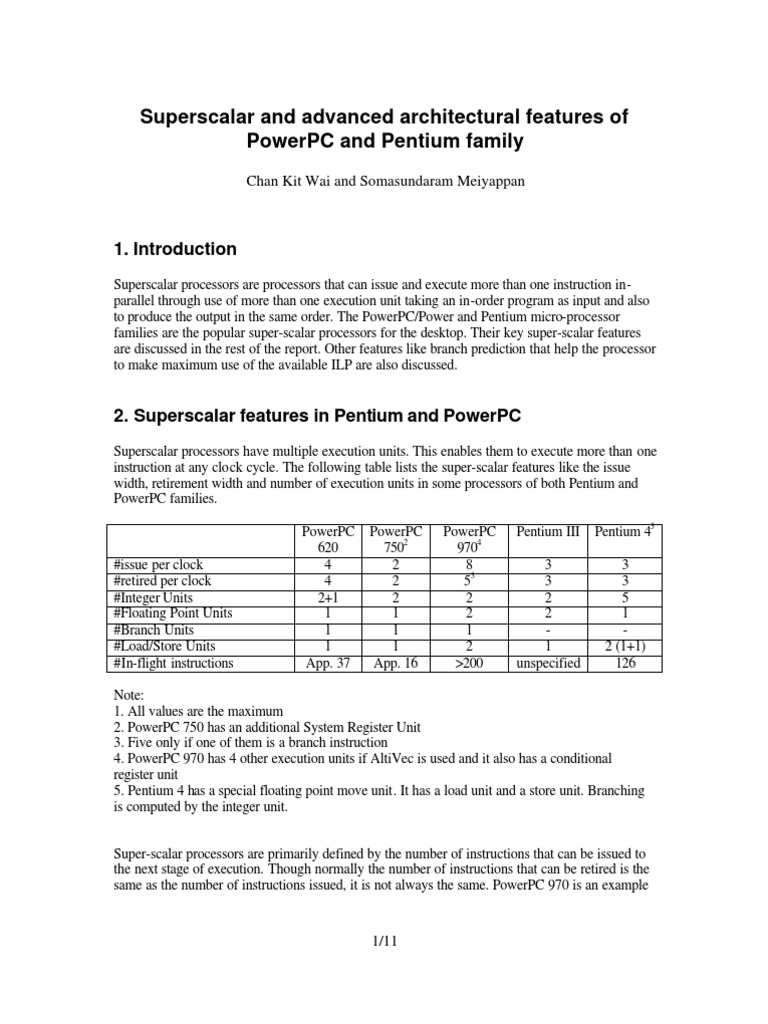 Superscalar and Advanced Architectural Features of Powerpc and Pentium Family | PDF | Cpu Cache ...