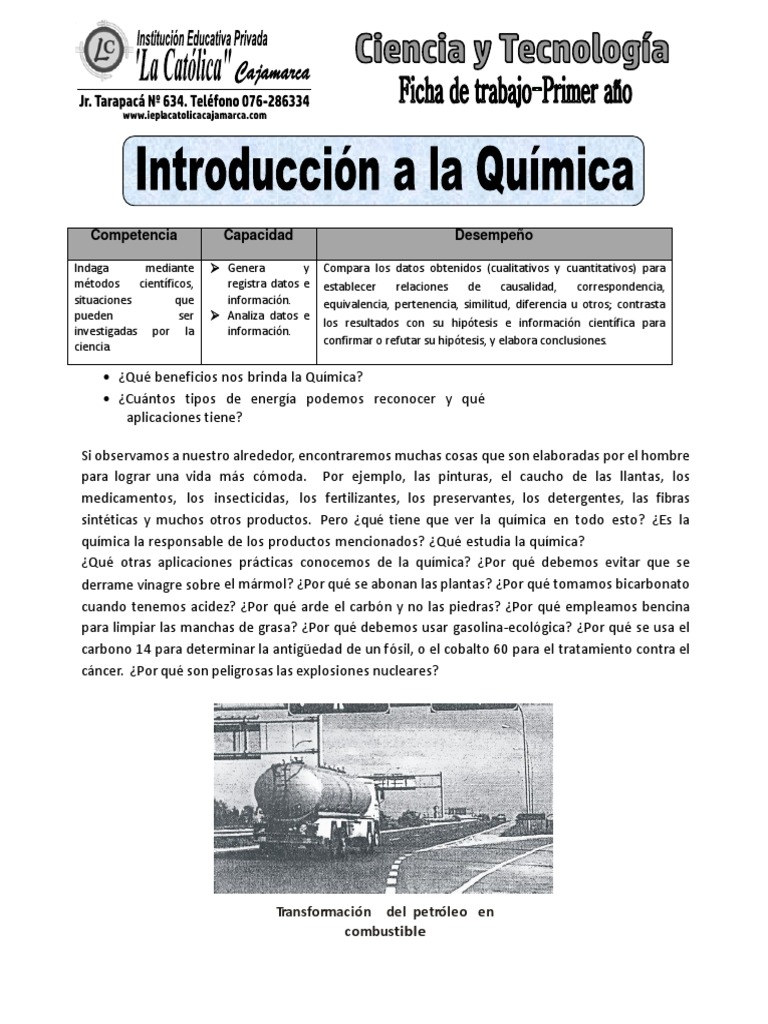 QUIMICA INTRODUCCION A LA QUIMICA 1° | PDF | Química | Carbón