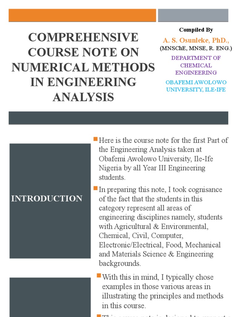 CHE 306 Lesson Note 1 | PDF | Numerical Analysis | Force