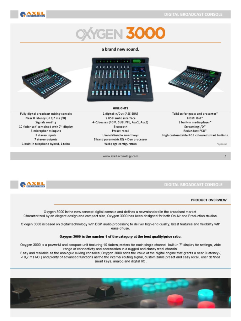 Oxygen 3000 Digital Broadcast Console | PDF | Electronics | Sound ...