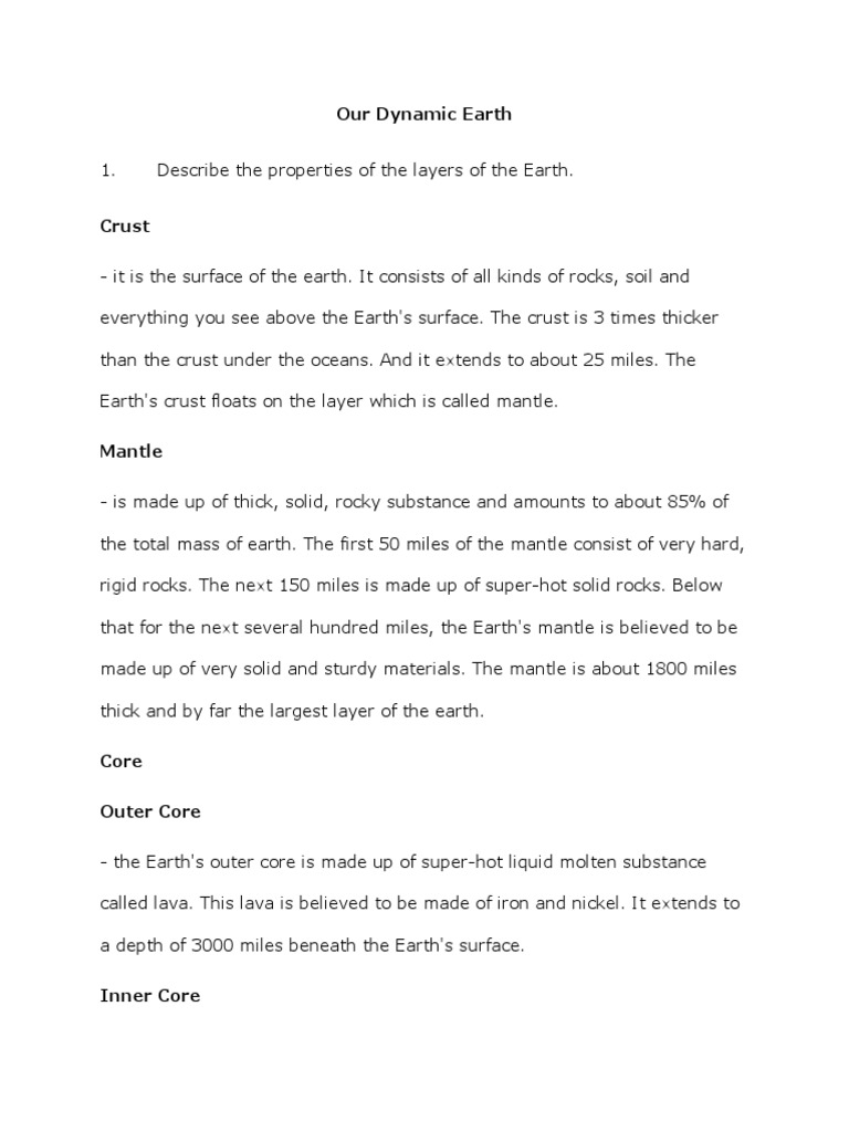 Our Dynamic Earth | PDF | Planetary Core | Earth