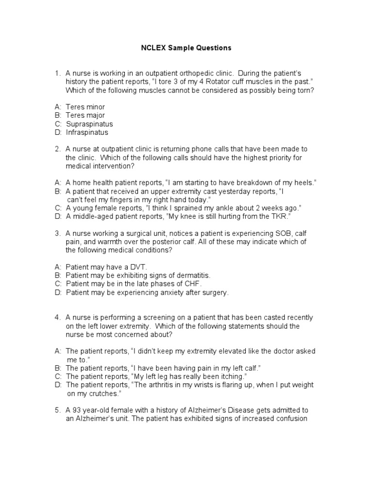NCLEX Sample Questions | PDF