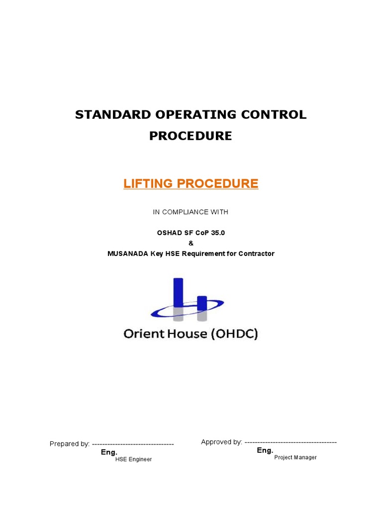 Lifting Operations Safety: A Standard Operating Procedure for ...