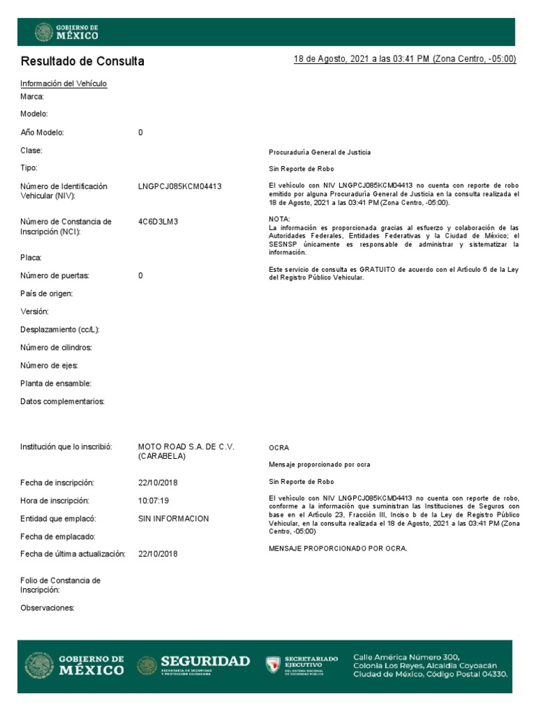 Repuve Actualizado | PDF