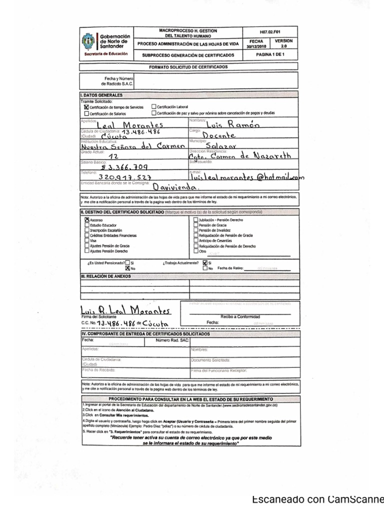 Formato de Solicitud | PDF