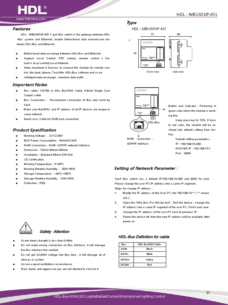 Features Type: HDL MBUS01IP.431 | PDF | Computer Network | Internet Protocols