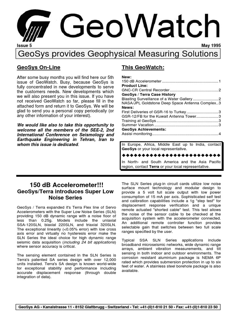 Geosys Provides Geophysical Measuring Solutions: Geosys On-Line This Geowatch | PDF | Computer ...