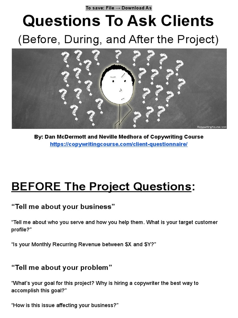 Client Questions | PDF | Communication | Mass Media