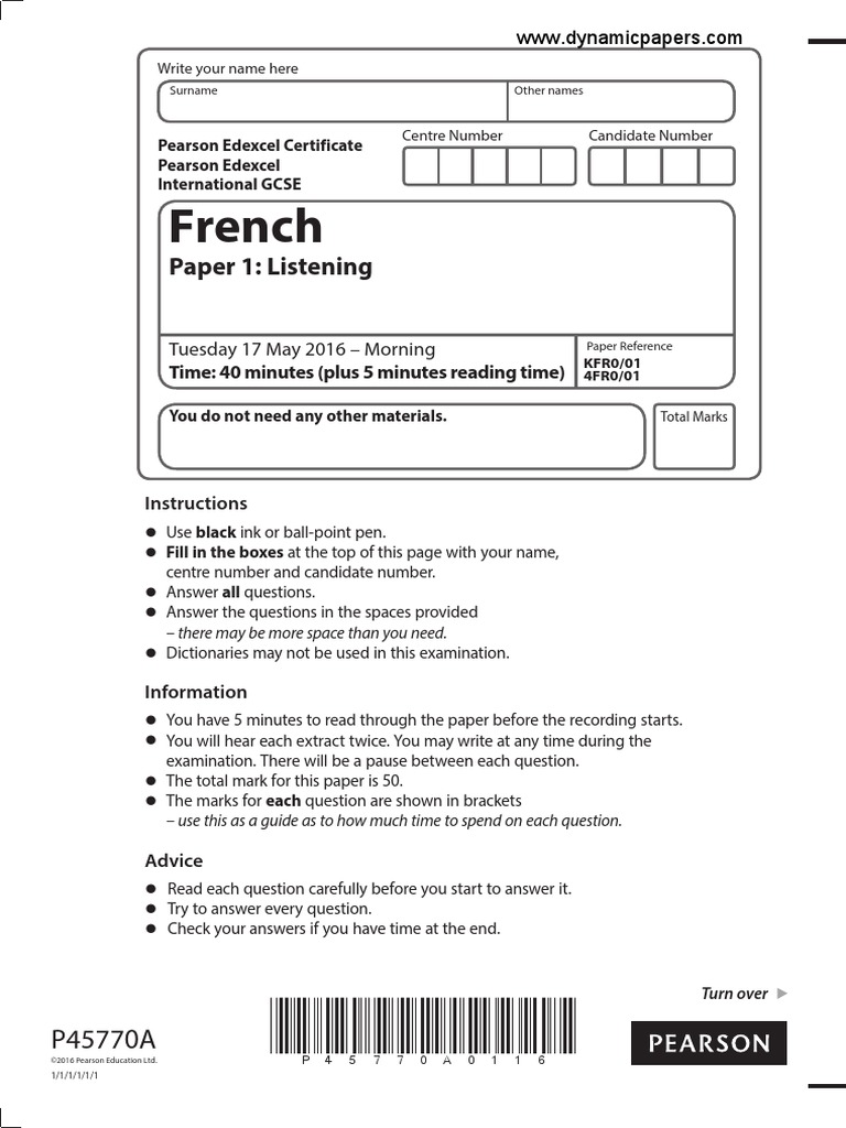 French: Paper 1: Listening | PDF