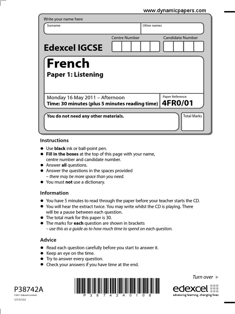 French: Edexcel IGCSE | PDF