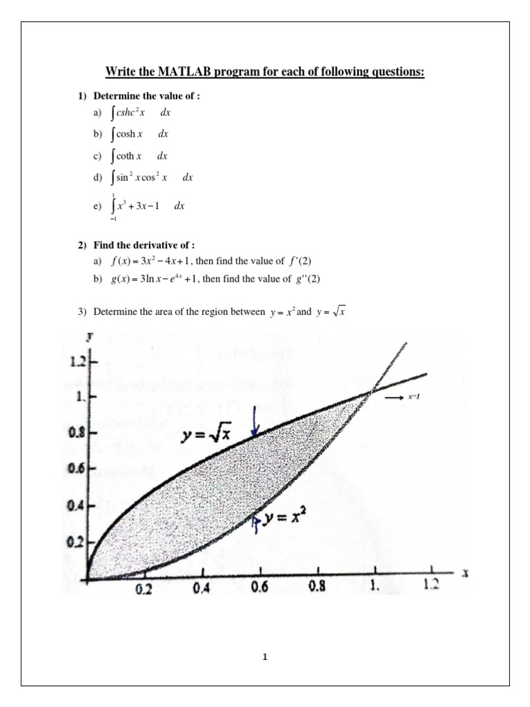 Write The MATLAB Program For Each of Following Questions | PDF ...