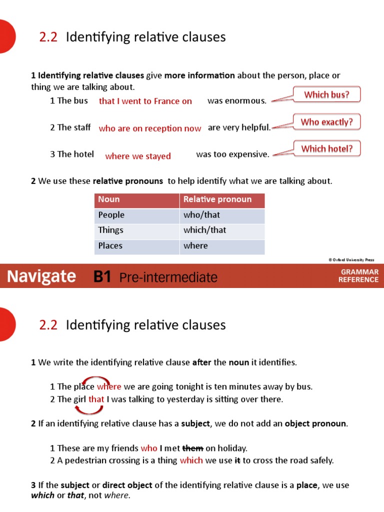1 Identifying Relative Clauses Give More Information About The Person ...
