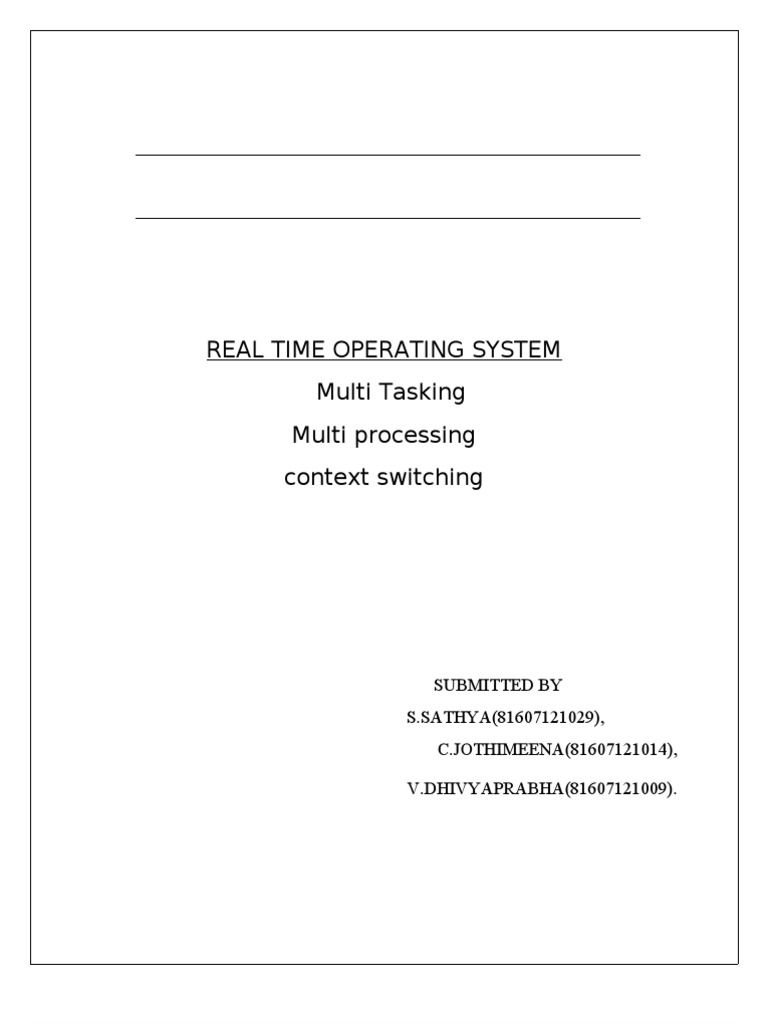 Real Time Operating System Multi Tasking Multi Processing Context Switching | PDF | Operating ...