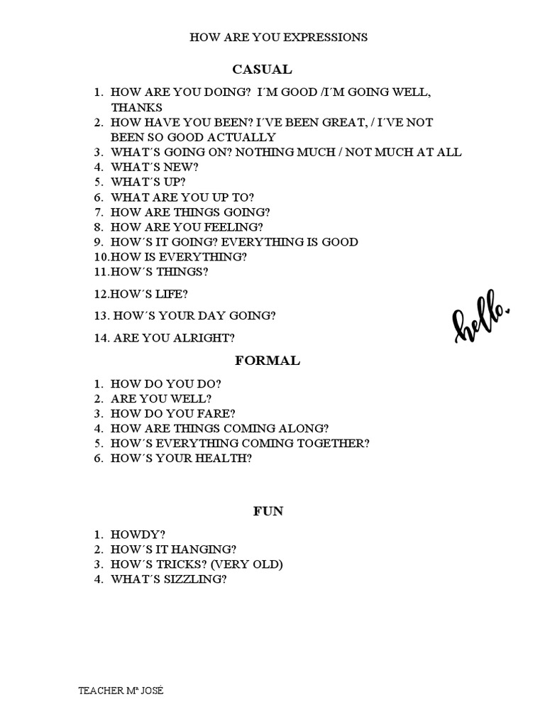 How Are You Expressions | PDF