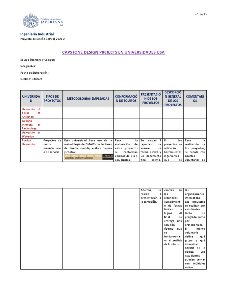Proyectos Capstone en Ingeniería Industrial | PDF | Business | Ingeniería