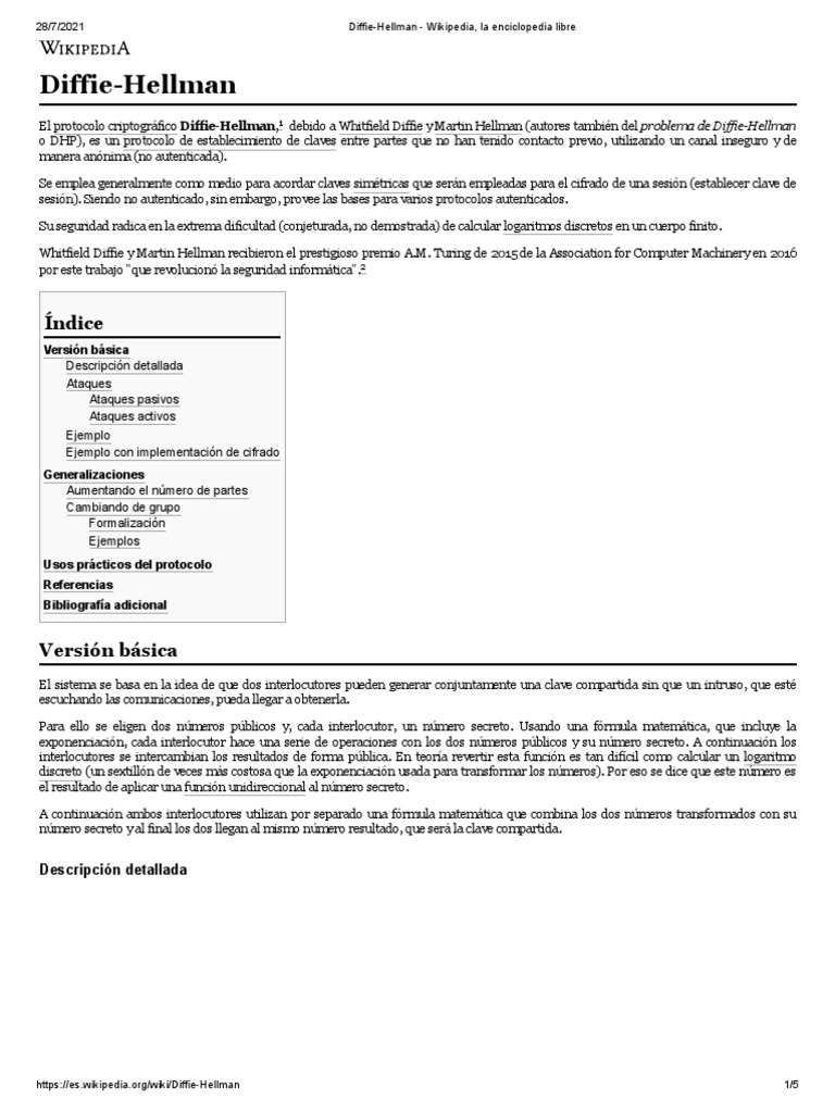 Diffie Hellman | PDF | Técnicas de espionaje | Seguridad